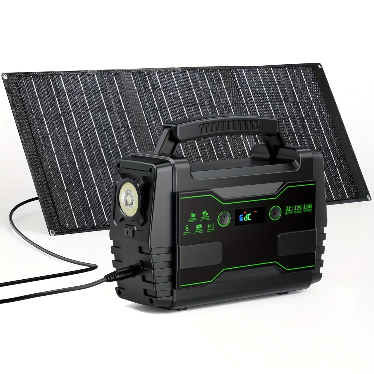 200W/300W Peak Portable Power Station 155Wh/167Wh/296Wh Solar Generator with 30W/60W Panel, 110V ...