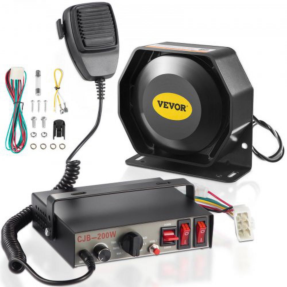 200W 9 Sound Loud Car Warning Alarm Fire Horn PA Speaker MIC System ...