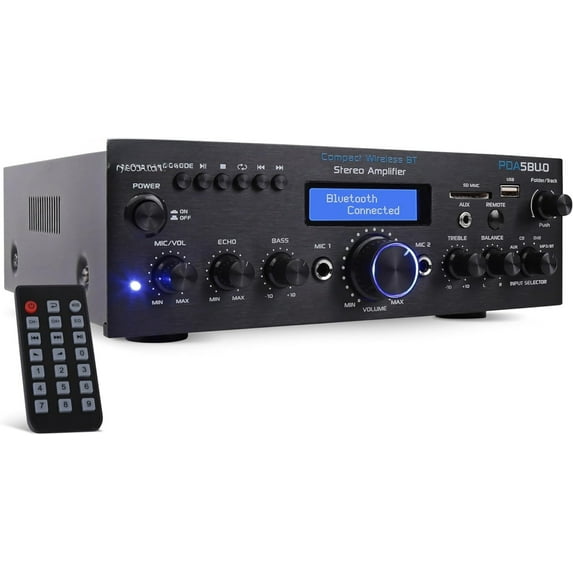 200W Audio Stereo Receiver - Wireless Bluetooth Power Amplifier Home ...