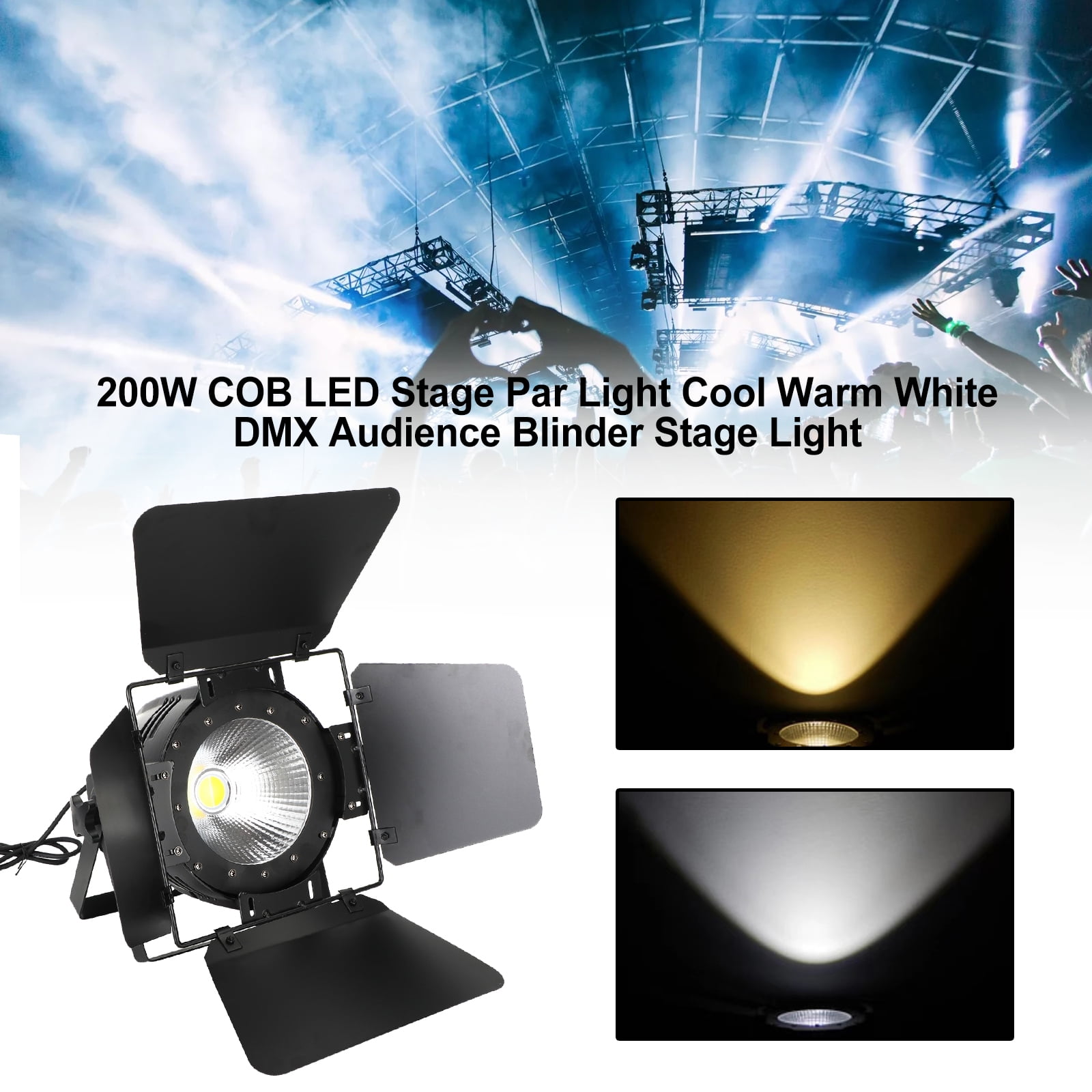 200W COB LED Stage Par Light Cool Warm White DMX Audience Blinder Stage ...