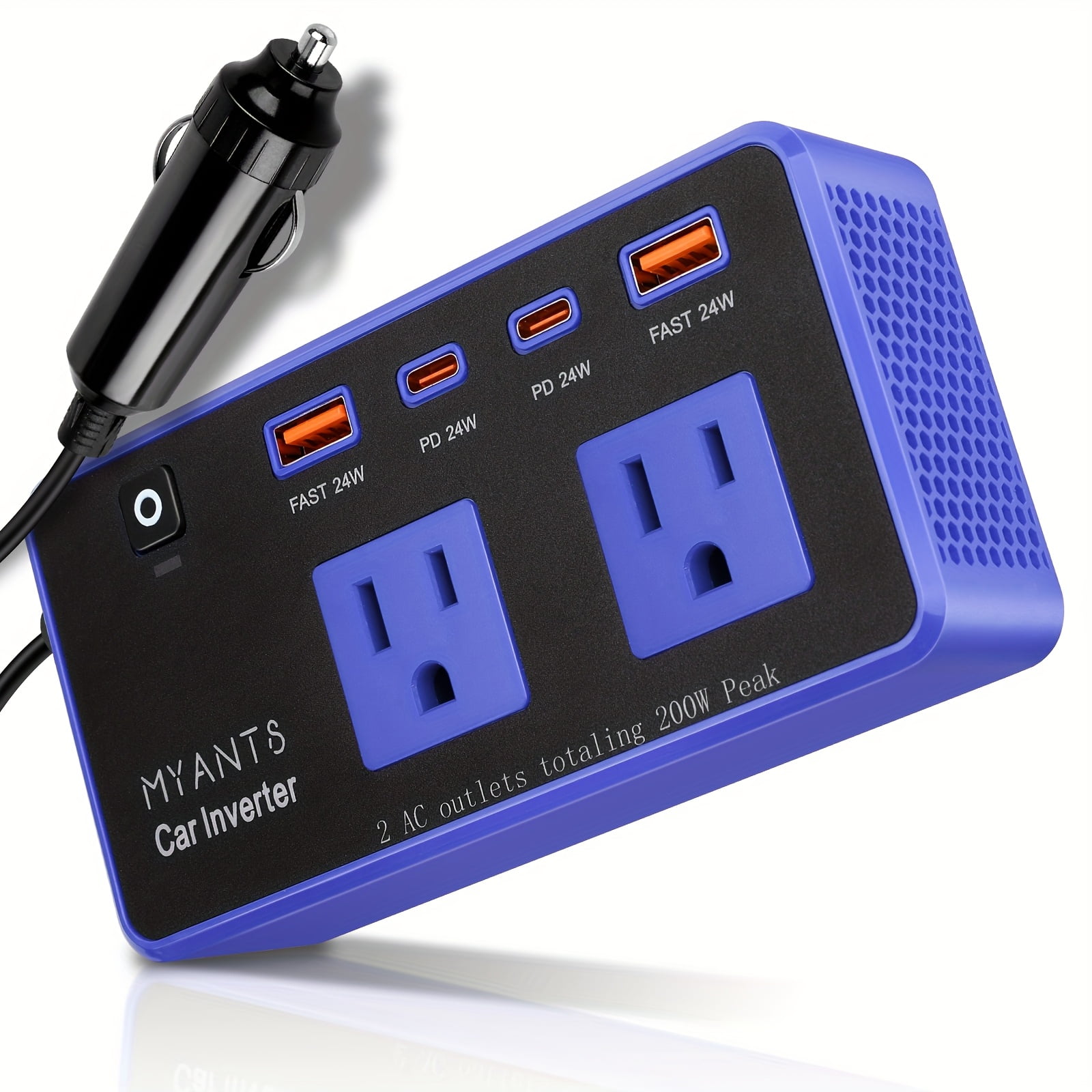 200W Car Power Inverter Converter, USB-C USB-A Type-C Fast Charging DC ...