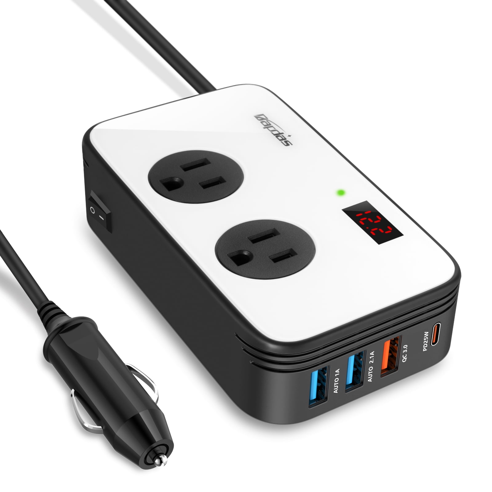200W Car Power Inverter DC 12V to AC 110V Car Charger Adapter with PD ...