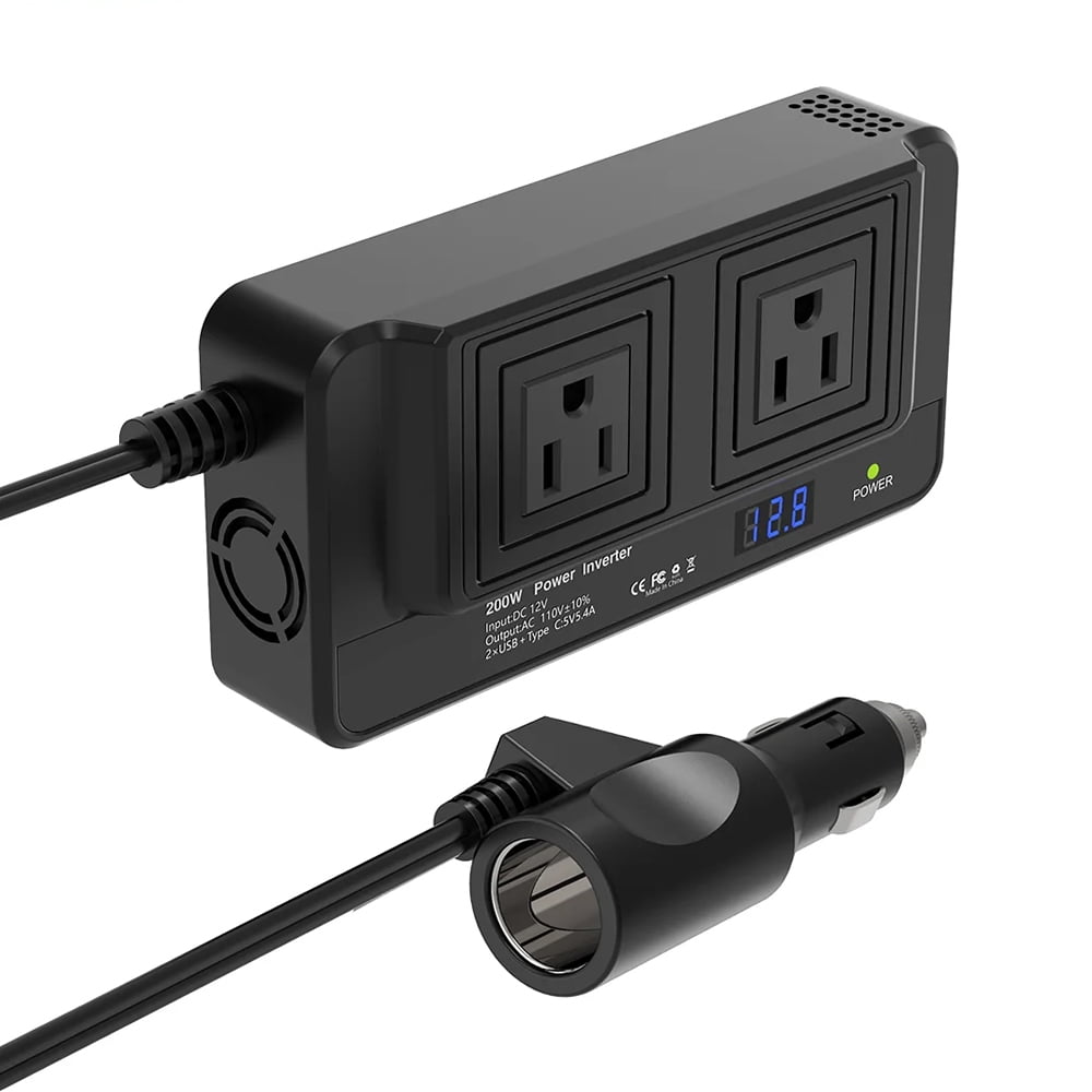 200W Car Power Inverter DC 12V to AC Car Inverter for Charging ...