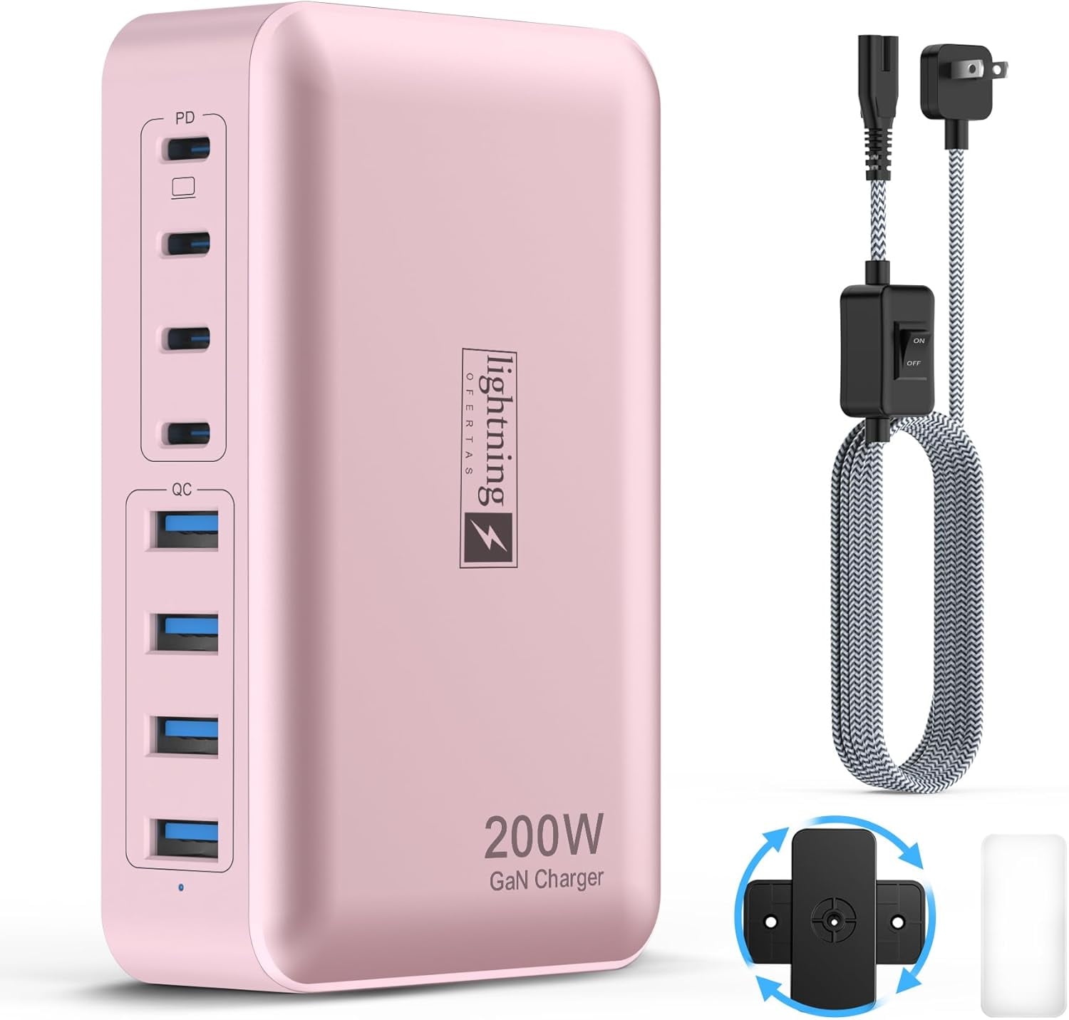 200W Charging Station for Multiple Devices, 8-Port USB C Charger Block ...