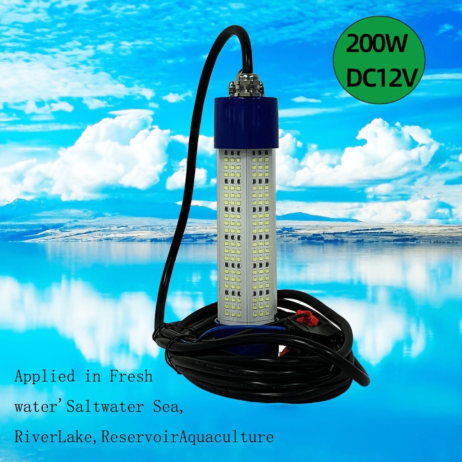 200W High-Brightness LED Underwater Fishing Light, 12V DC, Green Light ...