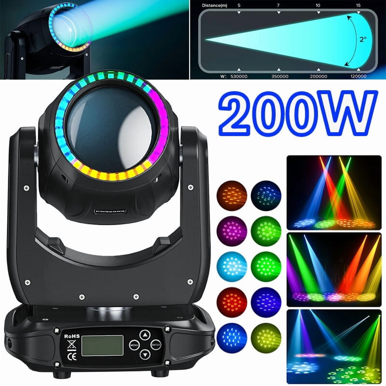 200W LED Moving Head Light RGBW Gobo Beam Stage Spot Lighting DJ Disco ...