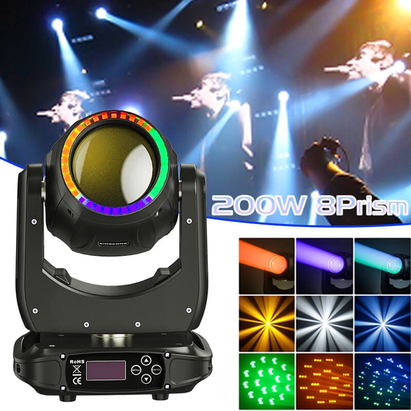 200W Moving Head LED Light RGBW Gobo Beam Stage 8Prism DJ Lights Disco ...