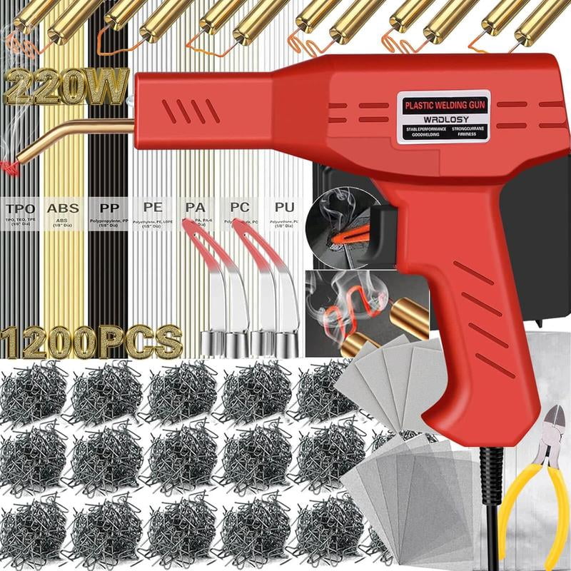 200W Plastic Welder Tool Kit, 1200PCS Staples 78PCS Plastic Welding ...