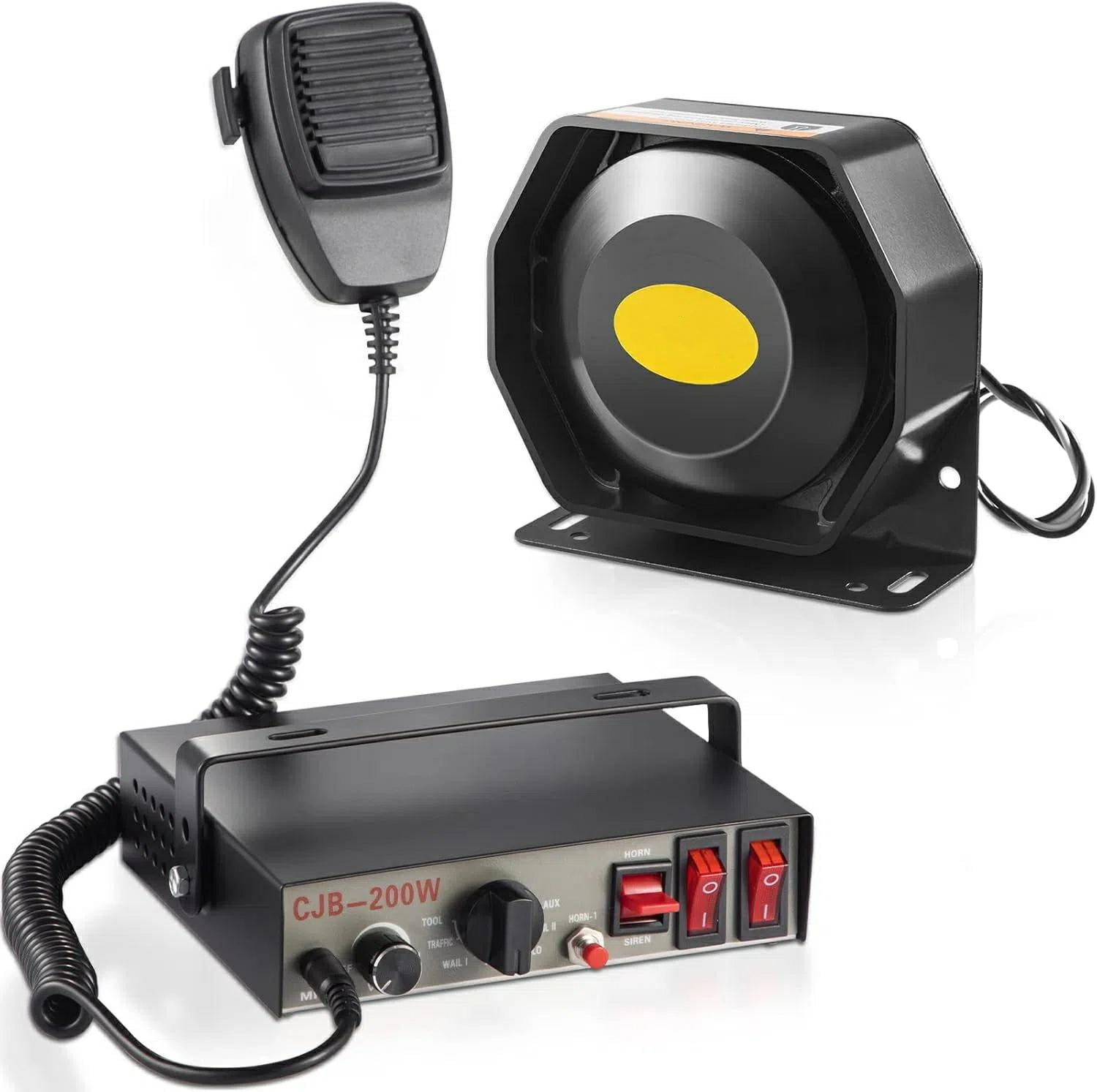 200W Police Siren Speaker System 8-Tone Emergency Alarm with PA ...