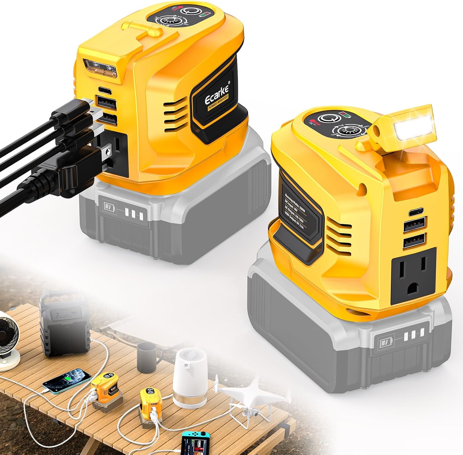 200W Portable Power Inverter for DeWALT 20V,Ecarke Outdoor Generato ...