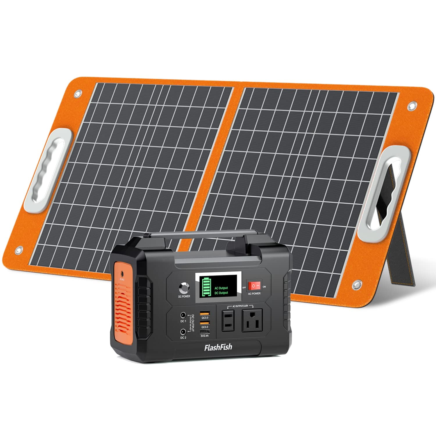 200W Portable Power Station, FlashFish 40800mAh Solar Generator With 110V AC Outlet/2 DC Ports/3 ...