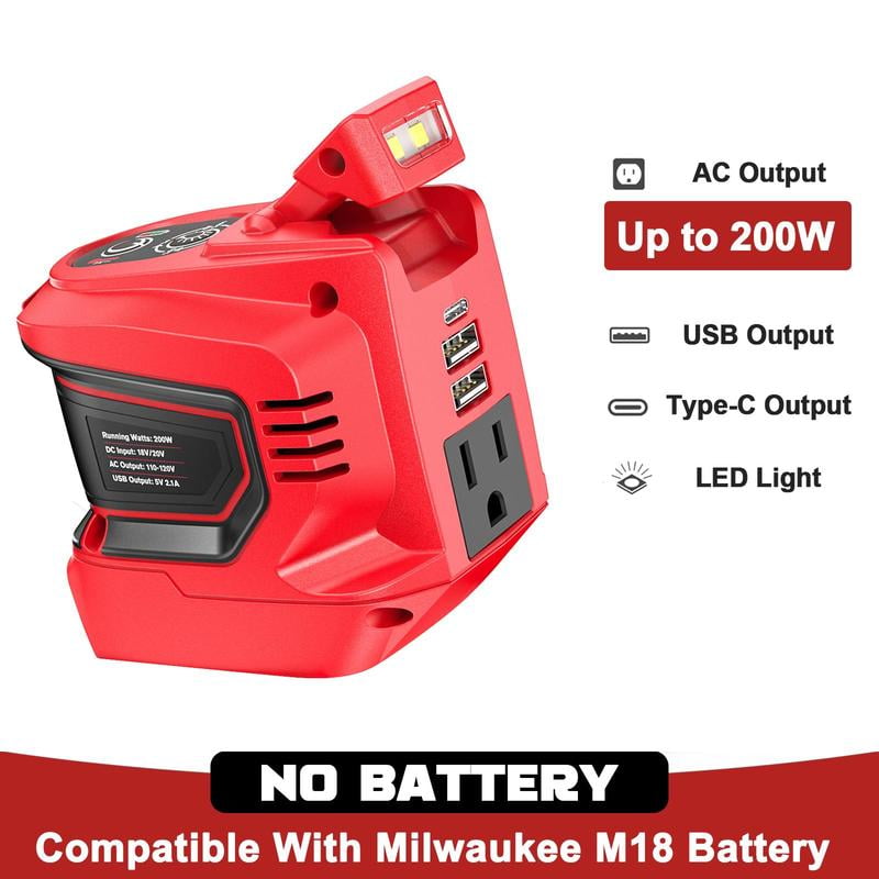 200W Power Inverter for M18 Battery, Battery NOT Included, DC 18V to AC ...