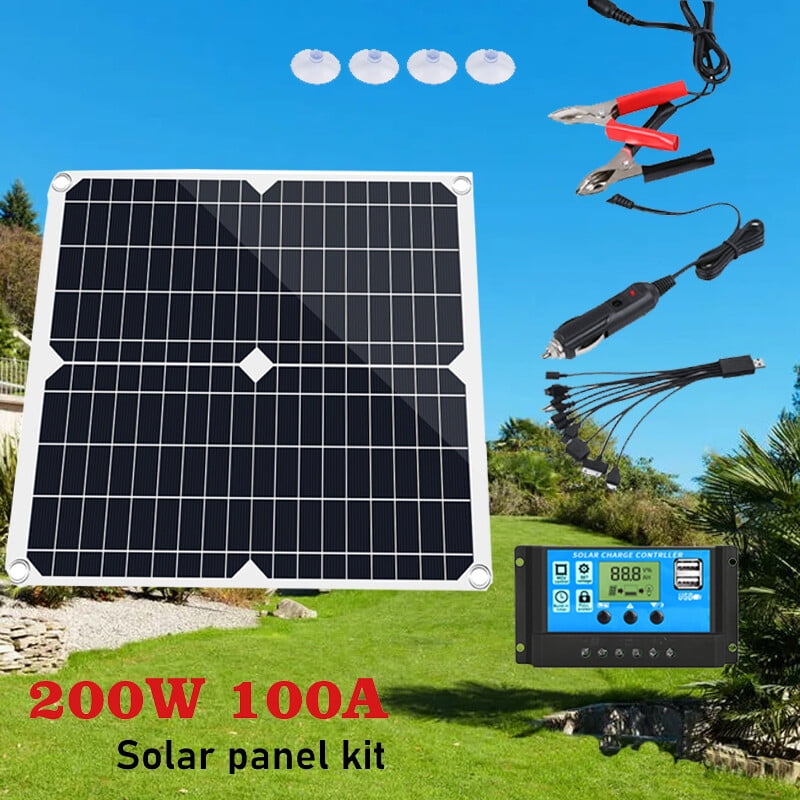 200W Solar Panel Car Battery 12V Trickle Charger &Maintainer for Car RV ...