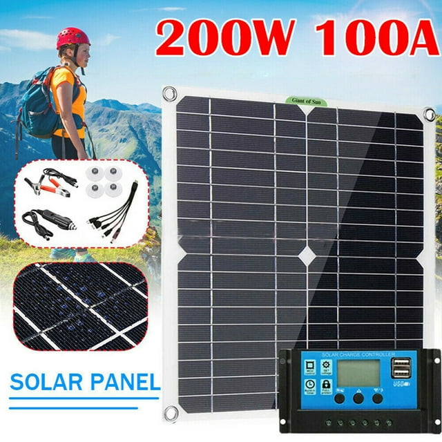 200W Solar Panel Kit 100A 12V Battery Charger with Controller Caravan ...