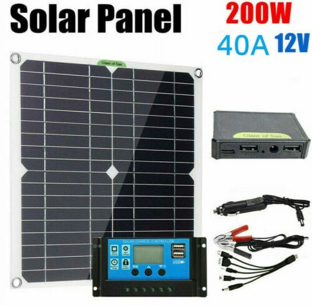 200W Solar Panel Kit 12V 20/40/60/100A battery Charger Controller ...
