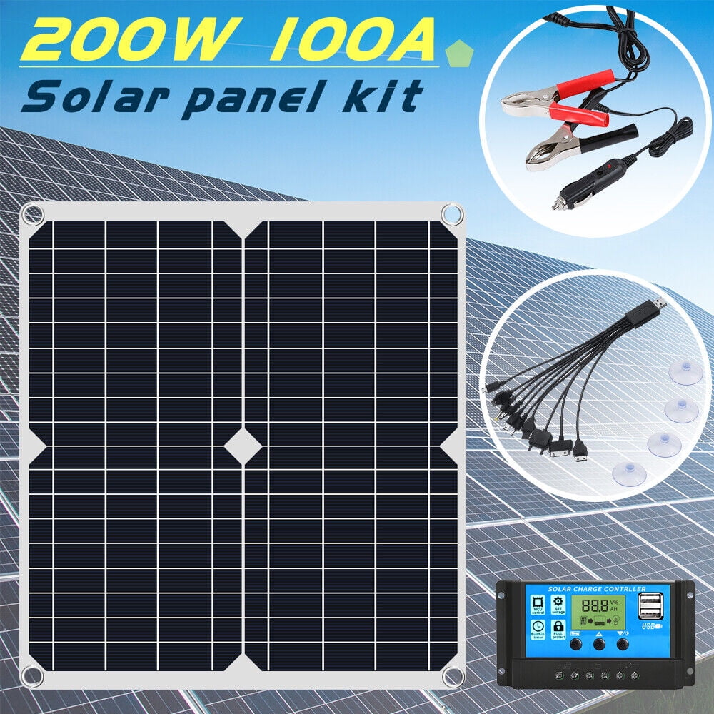 200W Solar Panels Kit Inverter + 65-In-1 Outdoor Survival Camping ...