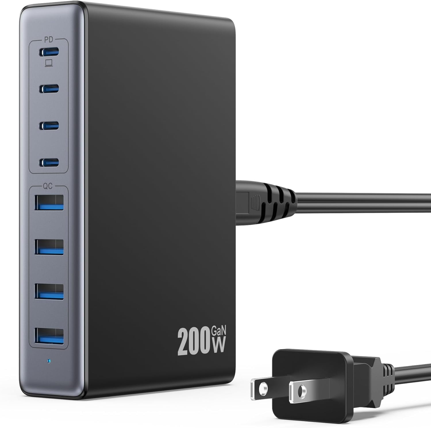 200W USB-C Charging Block, GaN IV 8-Port Charging Station, QC4.0 Fast ...