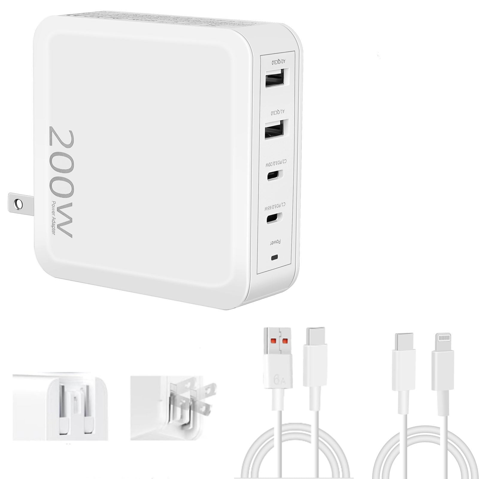 200W USB C Wall Fast Charger Block, Type C Charger Fast Charging Blocks ...