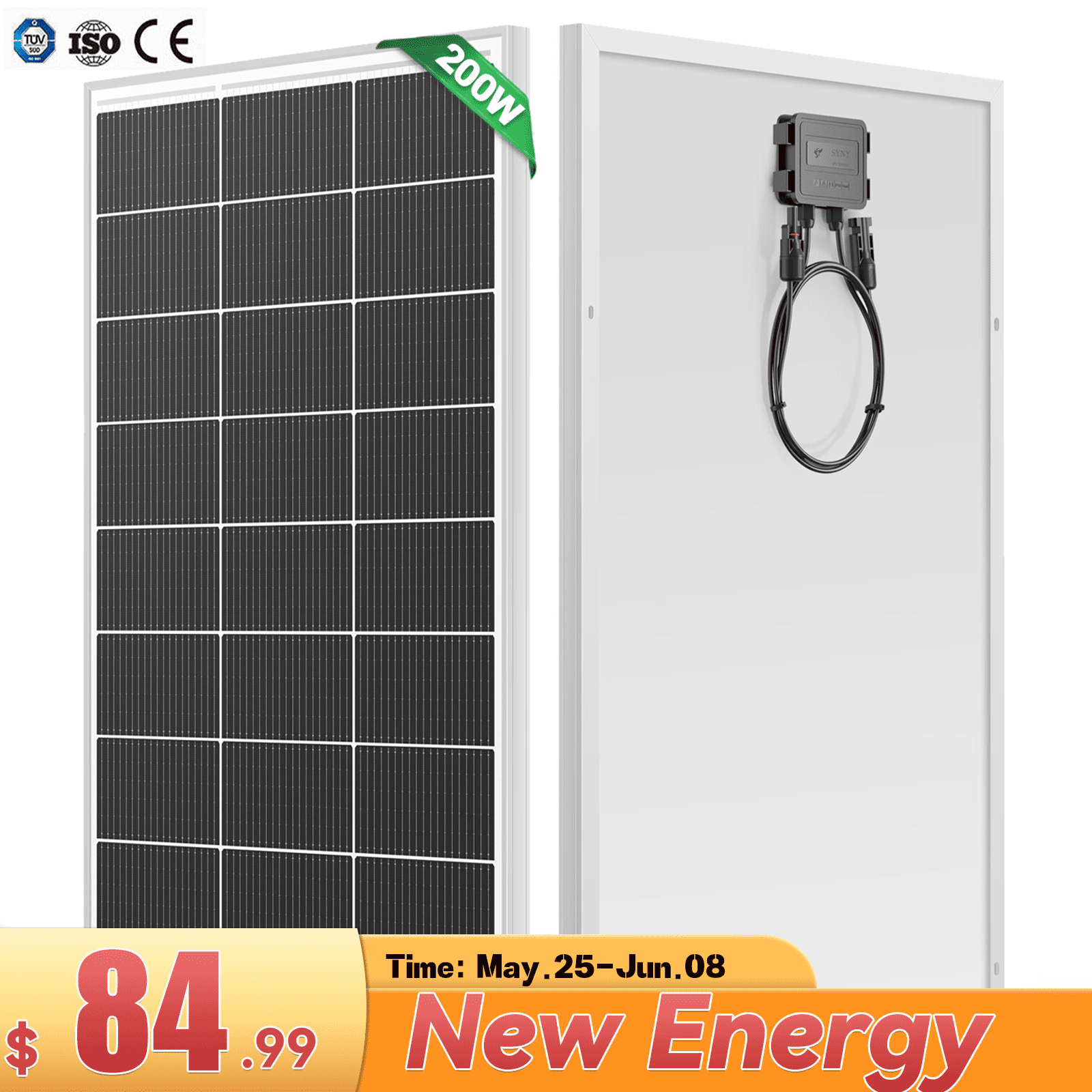 200W Watt Mono Solar Panel 12V Battery Charger Home PV Off Grid Boat ...