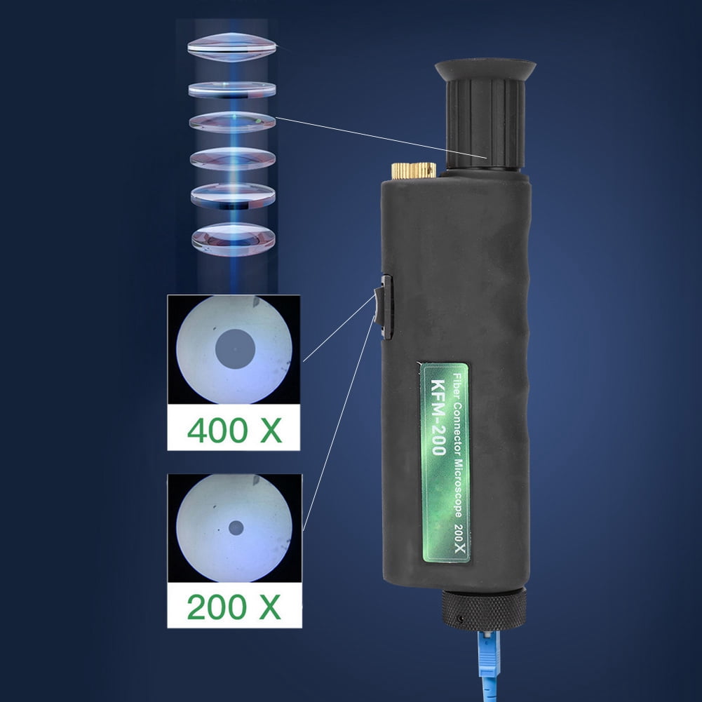 200X/400X Fiber Microscope, Handheld Optical Inspection Tool w/ 2.5mm ...