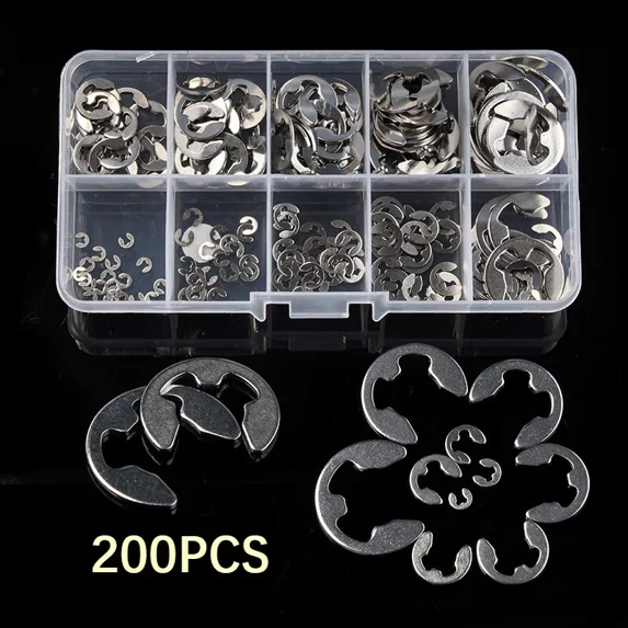 200X Assorted Stainless Steel E Clips C Circlip 1.5 - 10Mm Kit ...