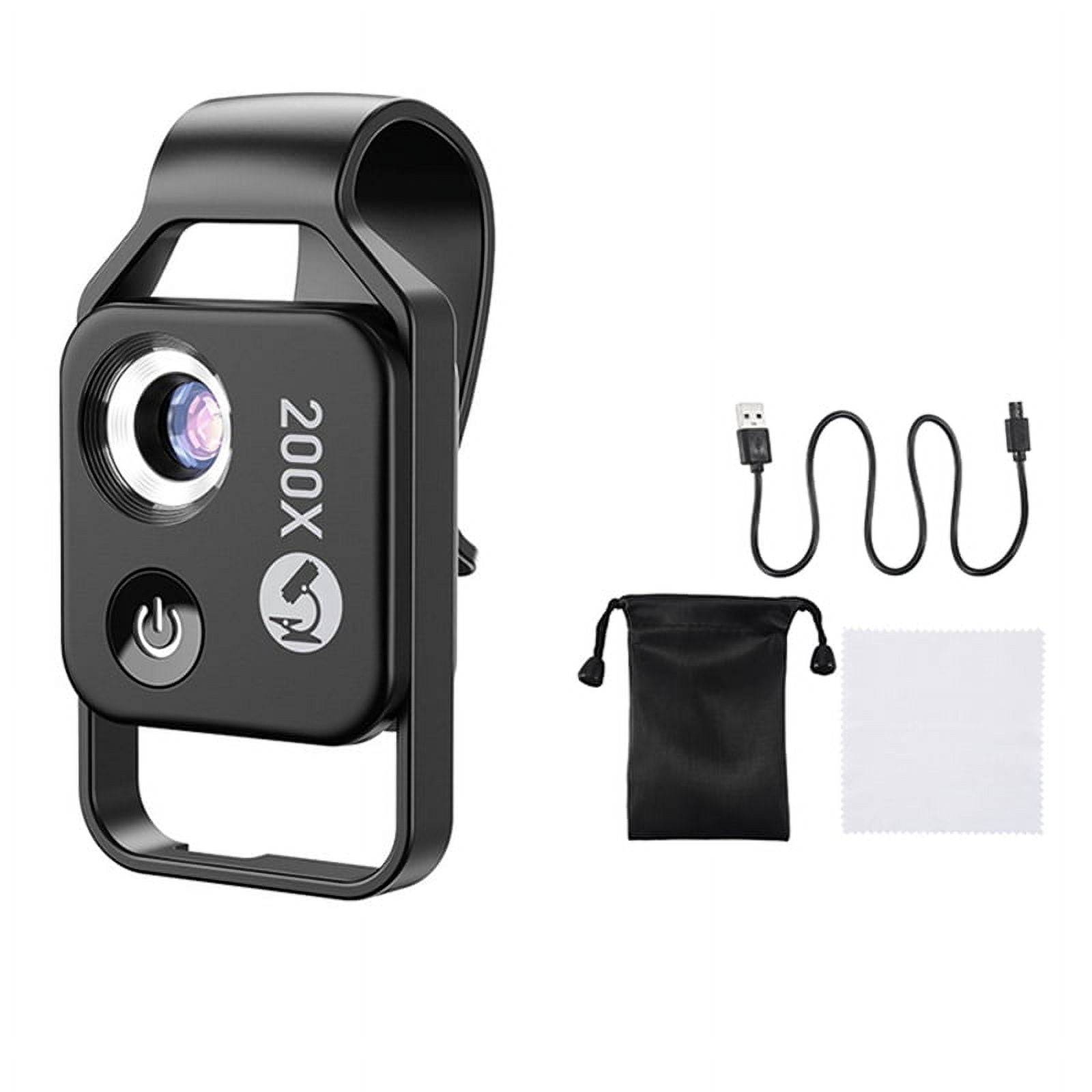 200X Magnification Microscope Lens Mobile LED Light Micro-Type Pocket ...