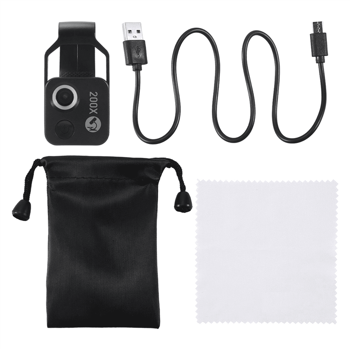 200X Magnification Microscope Lens Mobile LED Light Micro-Type Pocket ...