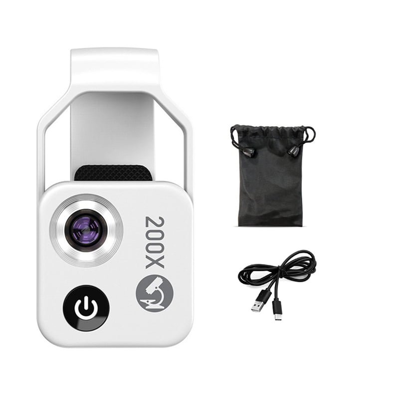 200X Magnification Microscope Lens with CPL Mobile LED Light Micro ...