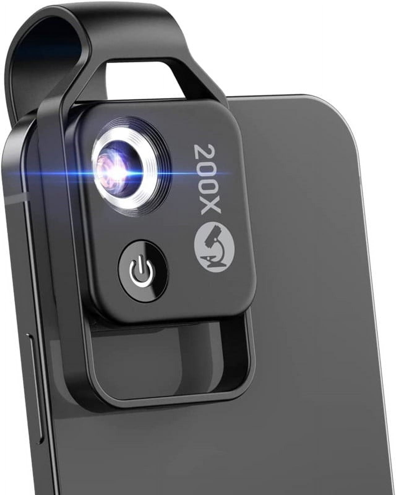 200X Phone Mini Pocket Microscope with LED Light/Universal Clip ...