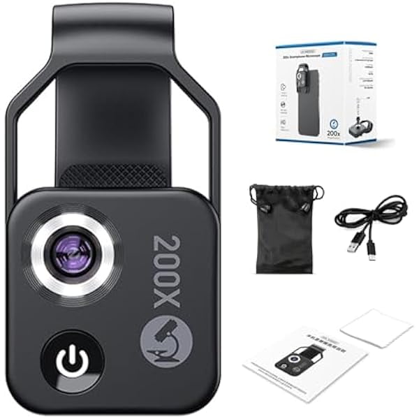 200X Phone Mini Pocket Microscope With Led Light/Universal Clip, Nano ...