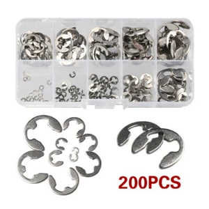200X Stainless Steel E Clips C Circlip Kit Retaining Ring Assorted 1.5 ...