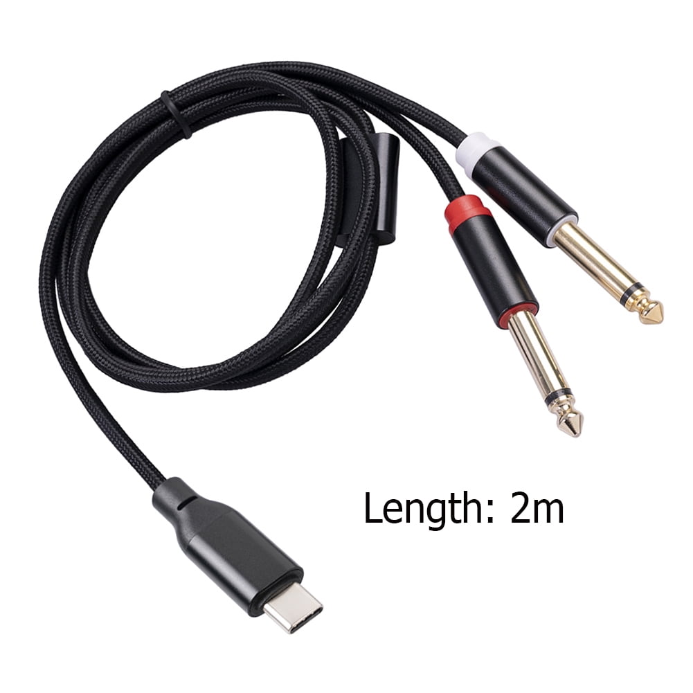 200cm/100cm Type-C Male Output to Dual 6.35 Jack Input Audio Cable for ...