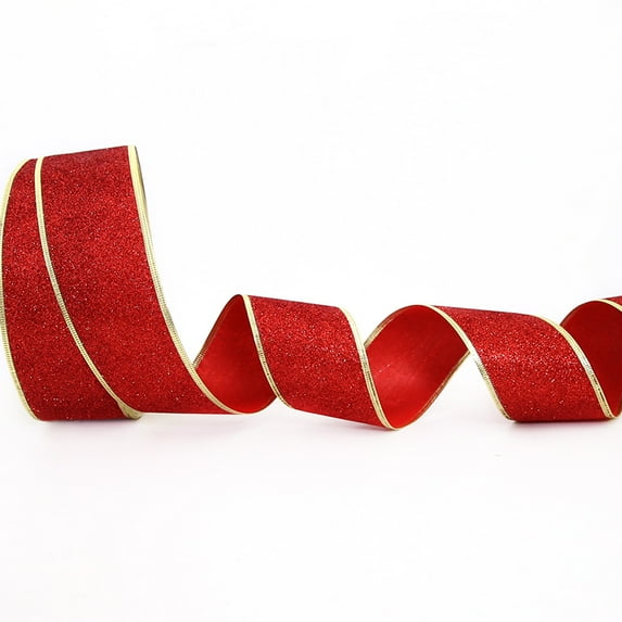 200cm*6.3cm Glitter Decorative Ribbons Red Silver Gold Ribbon With Iron ...