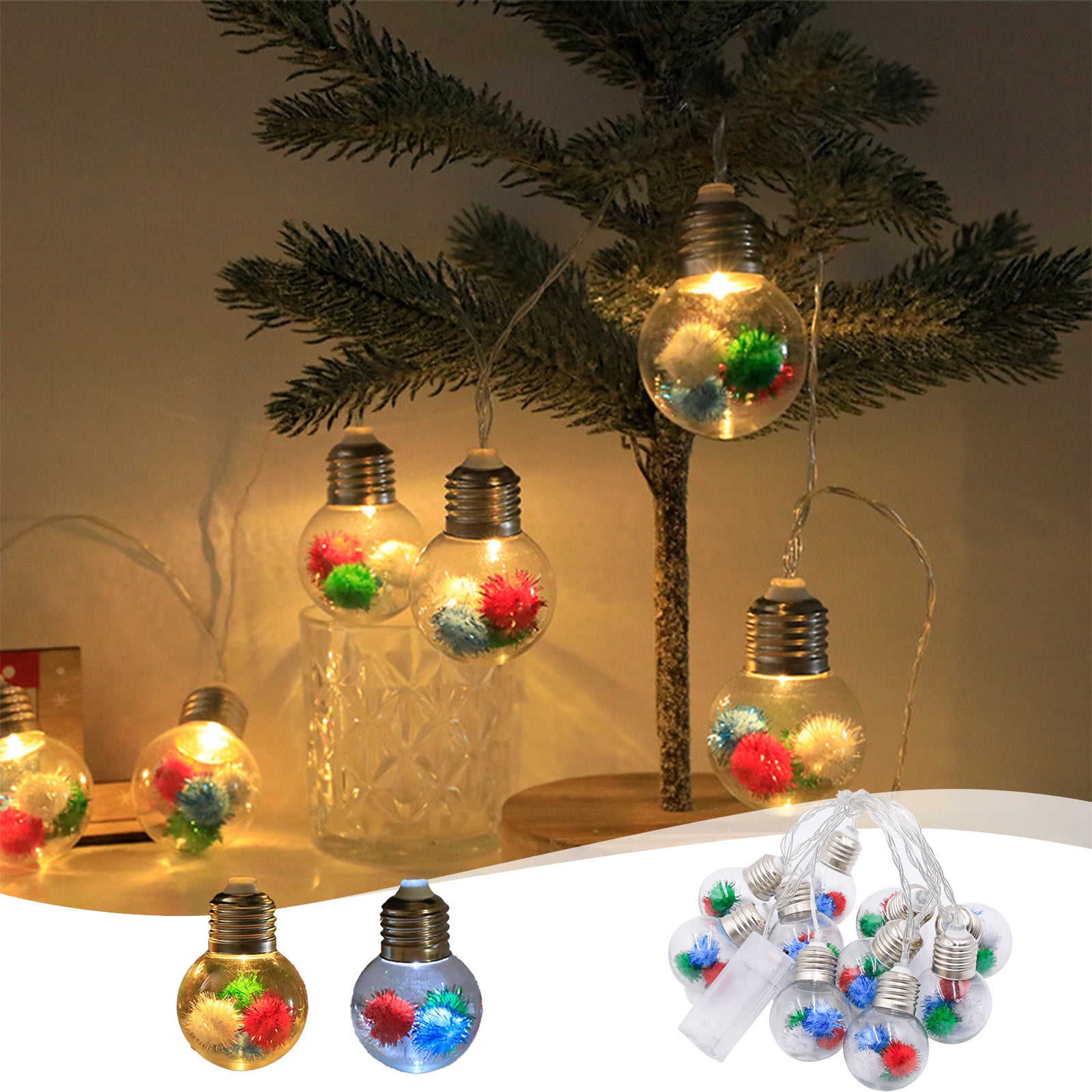 200cm Christmas Ball Light String with 10 Colorful Filigree Bulbs ...