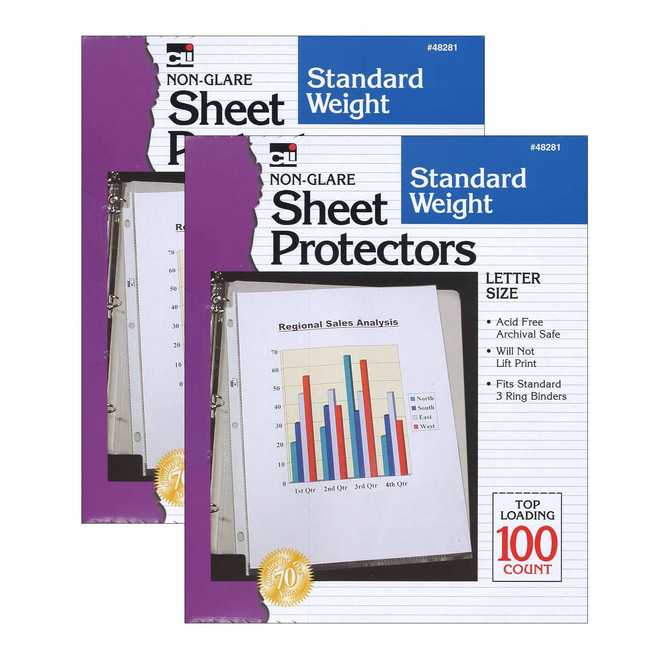 200ct Letter Size Non-Glare Sheet Protectors - : Plastic Document ...