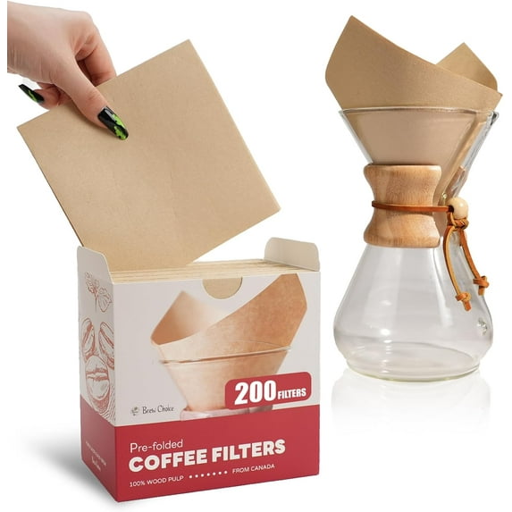 200ct Pre-folded Unbleached Cone Coffee Filters, Upgraded 30% Natural ...