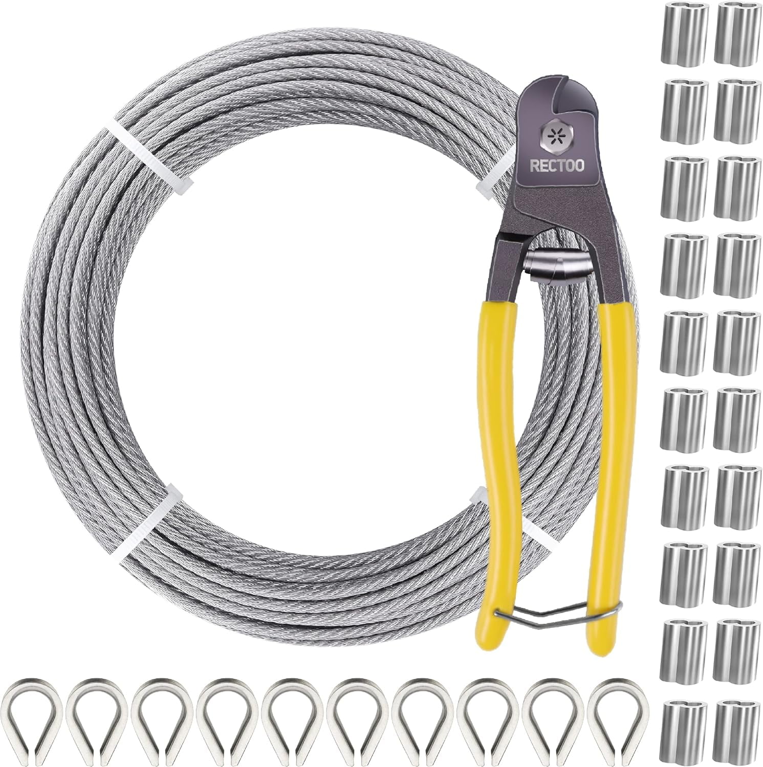 200ft 1/8" Stainless Steel Cable with Cable Cutters, 7x7 Strands ...
