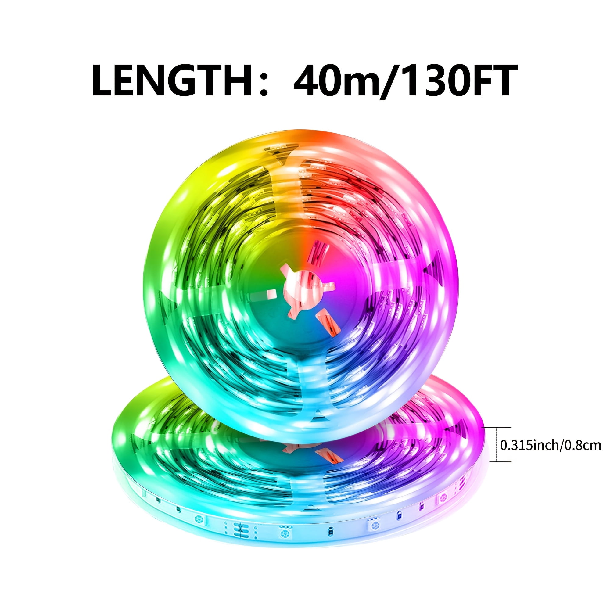 200ft LED Smart Strip Lights (2 Rolls x 100ft), APP & 44-Key Remote ...