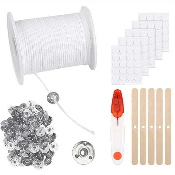 200ft Natural Cotton Candle Wick Kit with Safety Scissors - Complete ...