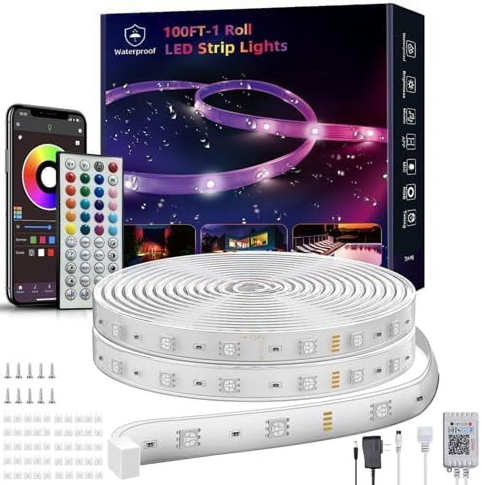 200ft Outdoor Strip Lights , Ip68 Outside Light Strip with Remote and ...