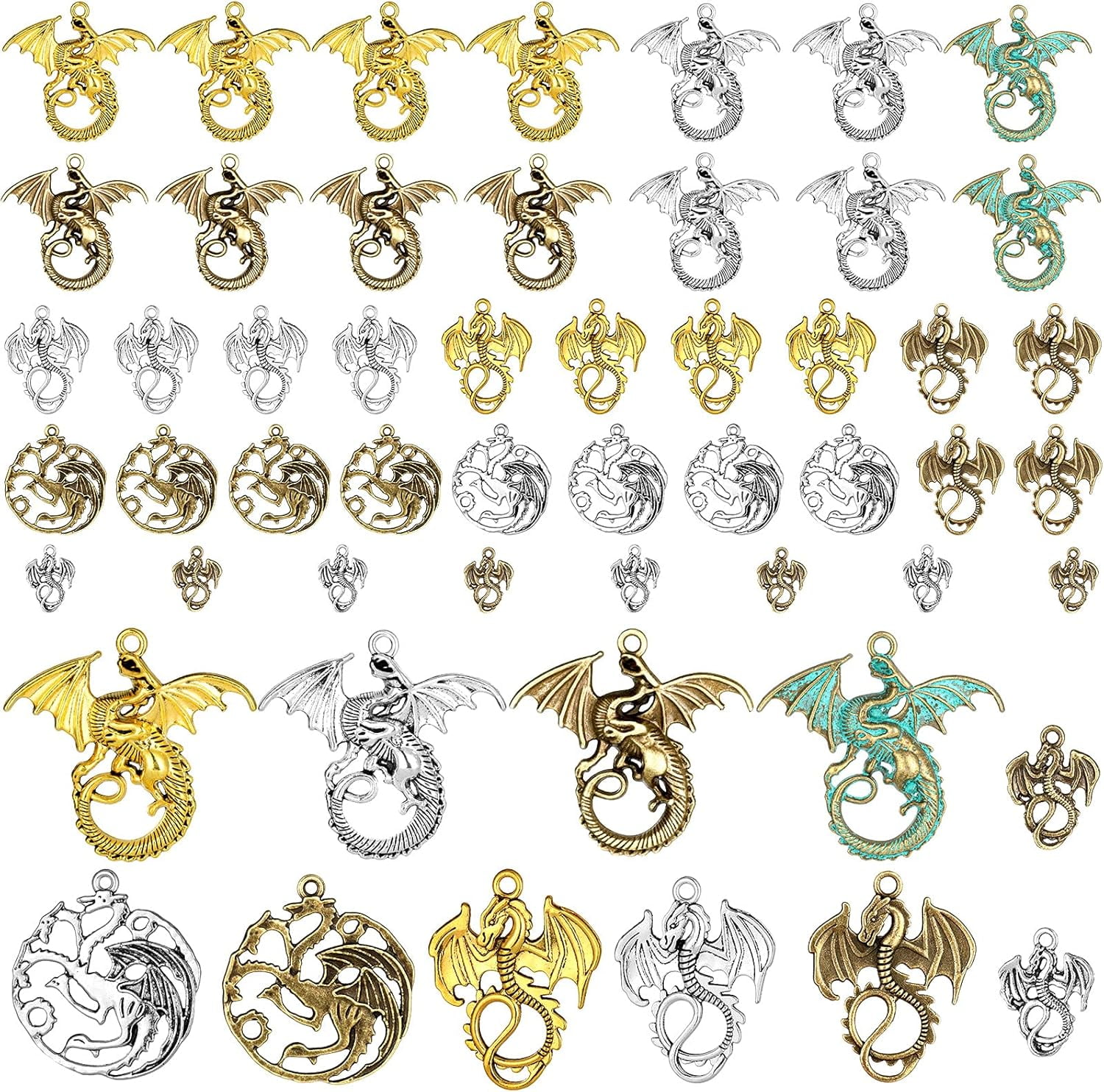 200g 42 count Craft Supplies Mixed Flying Dragon Charms Pendants Beads ...