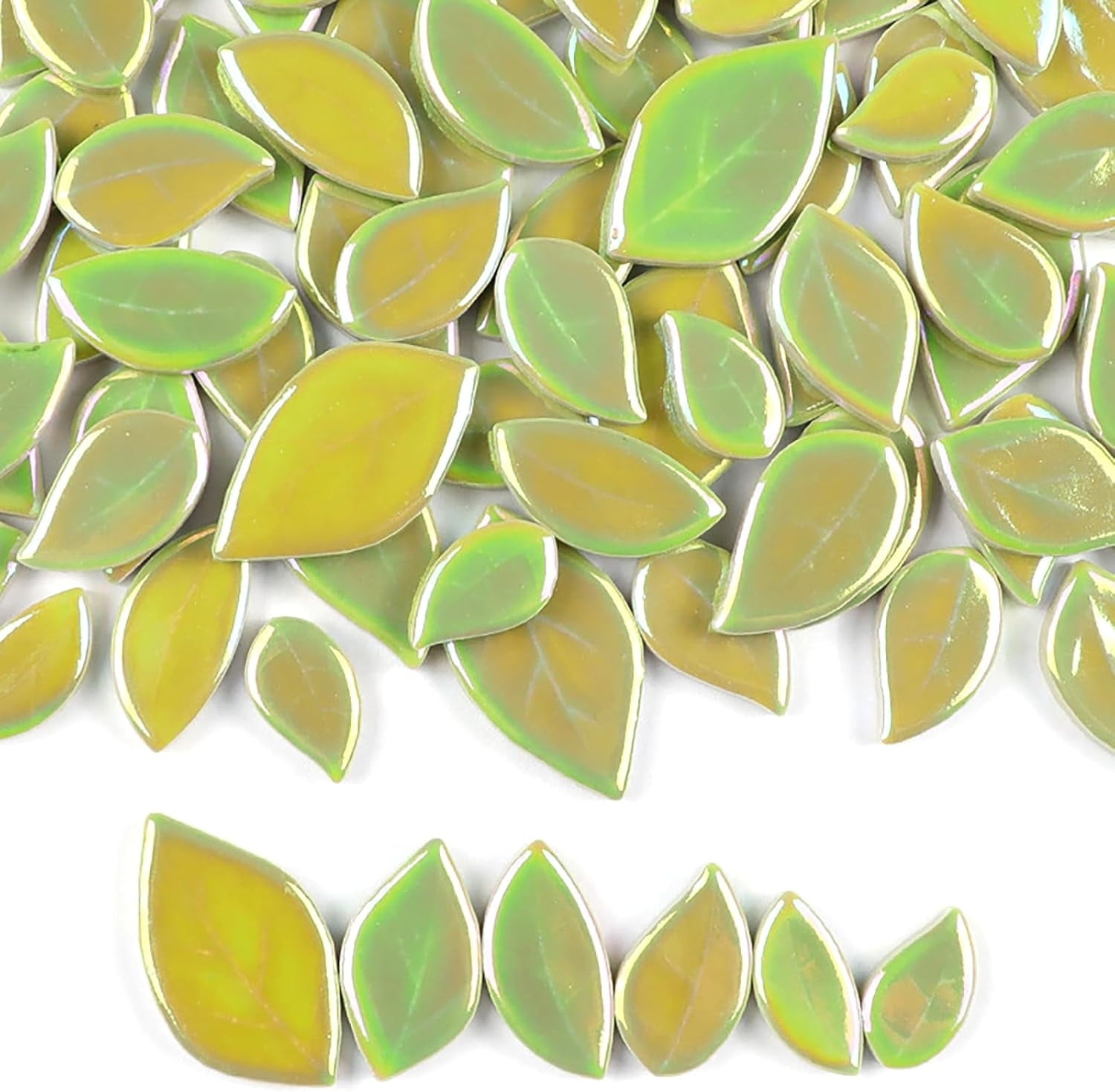 200g/7oz Colorful Leaves Ceramic Mosaic Tiles, DIY Creative Leaf Mosaic ...