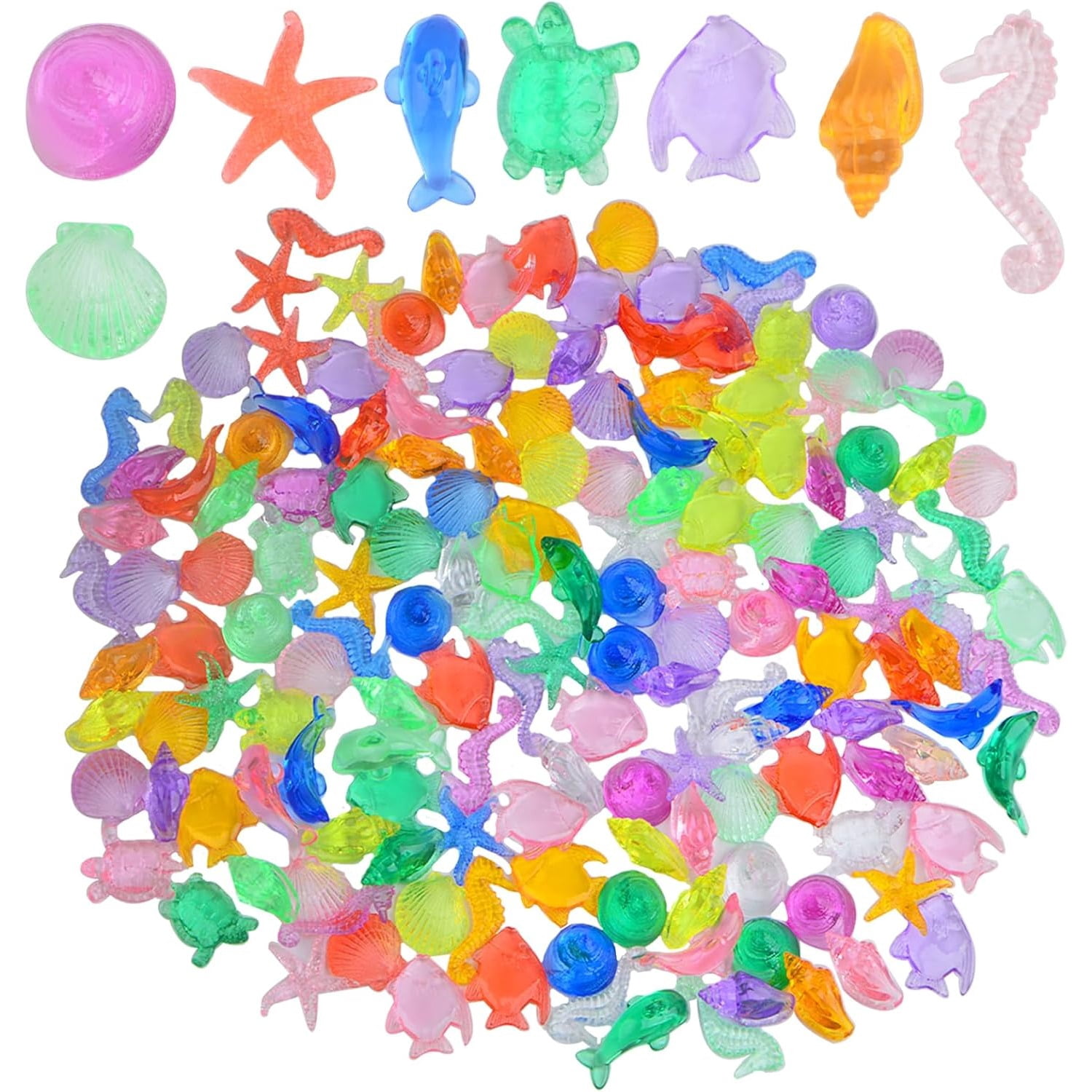 200g(About 200pcs) Mini Acrylic Ocean Animals Starfish Ornaments ...