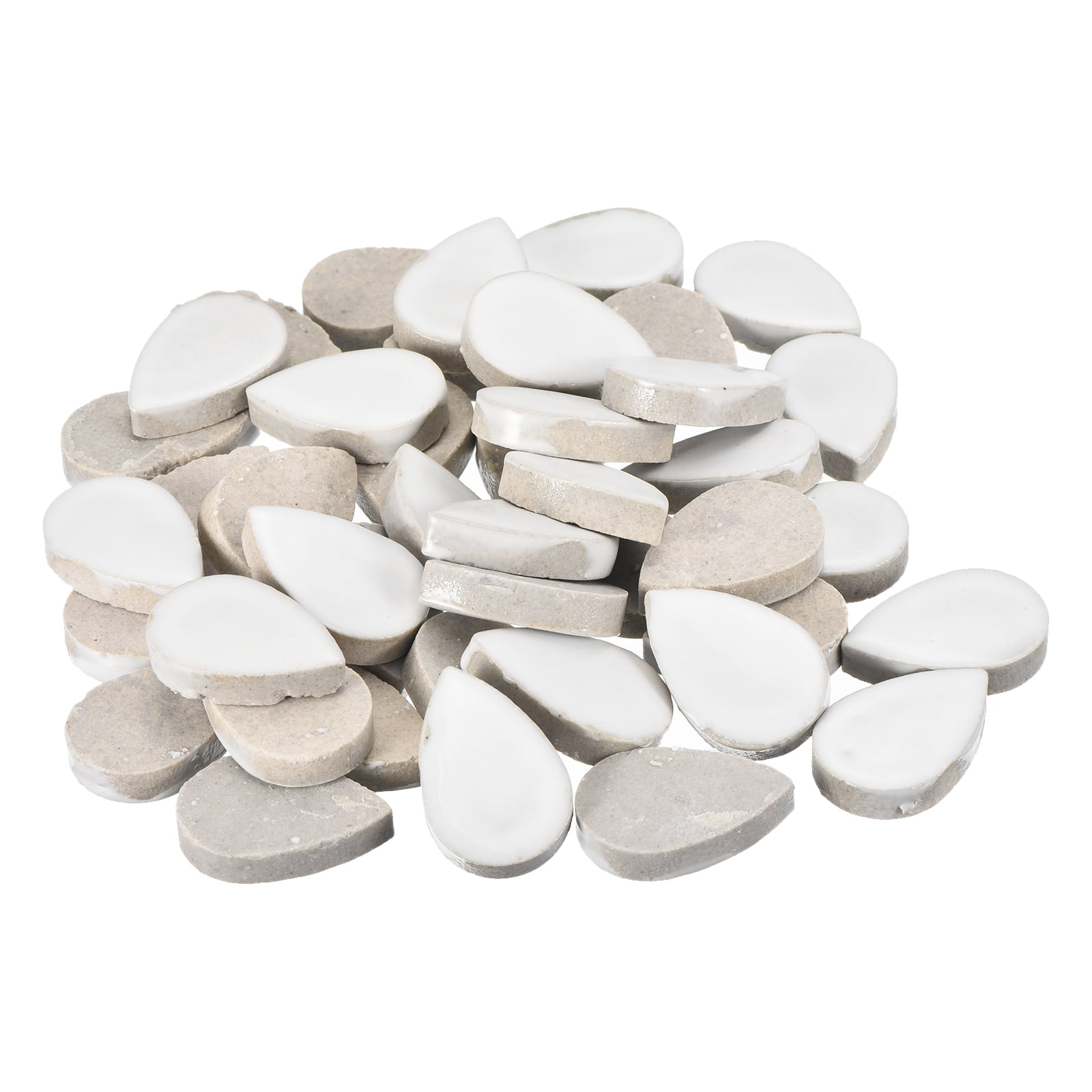 200g Ceramic Mosaic Tiles for Crafts Bulk, Raindrop White Ceramic Tiles ...