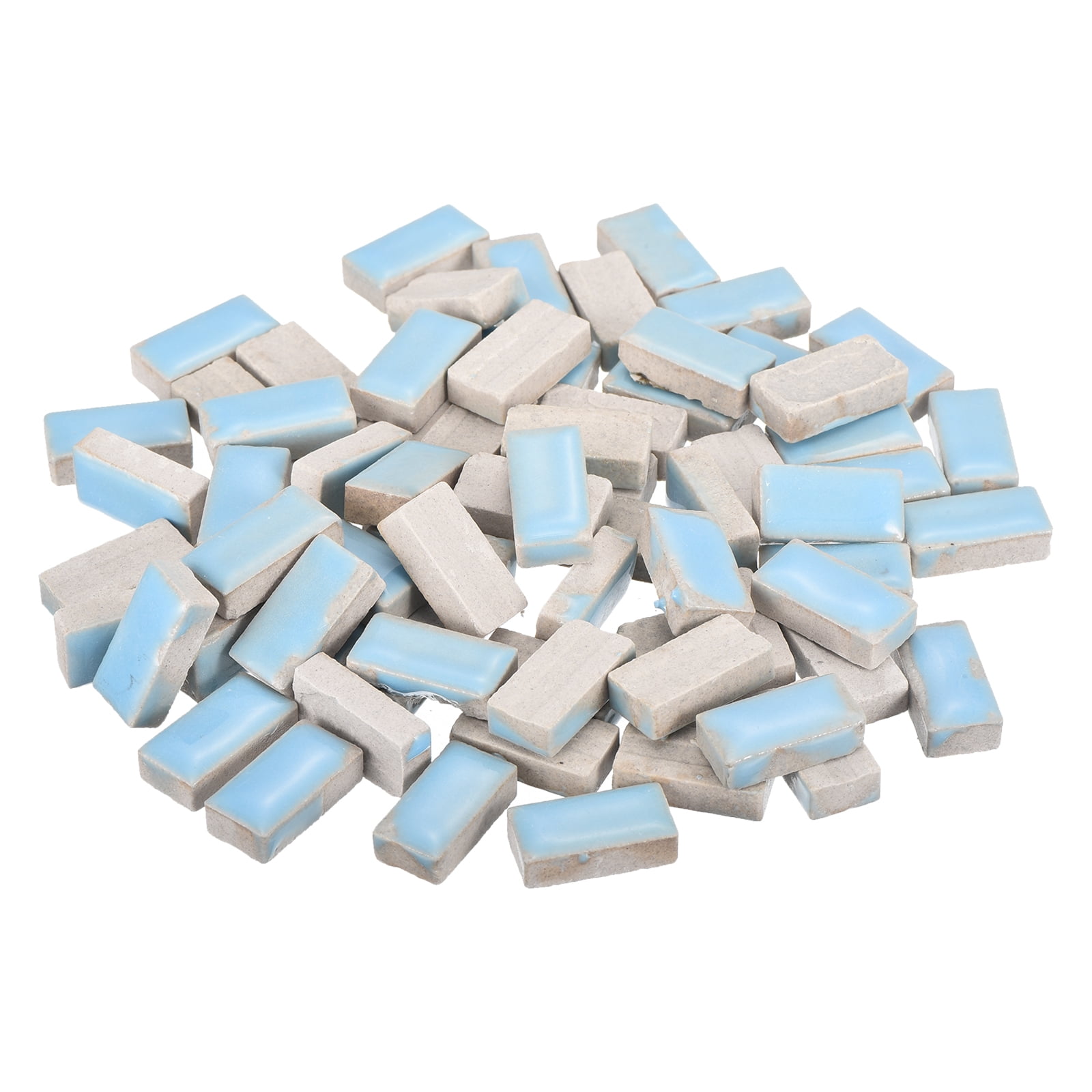 200g Ceramic Mosaic Tiles for Crafts Bulk, Rectangle Light Blue Ceramic ...