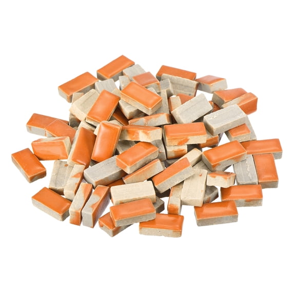 200g Ceramic Mosaic Tiles for Crafts Bulk, Rectangle Orange Ceramic ...