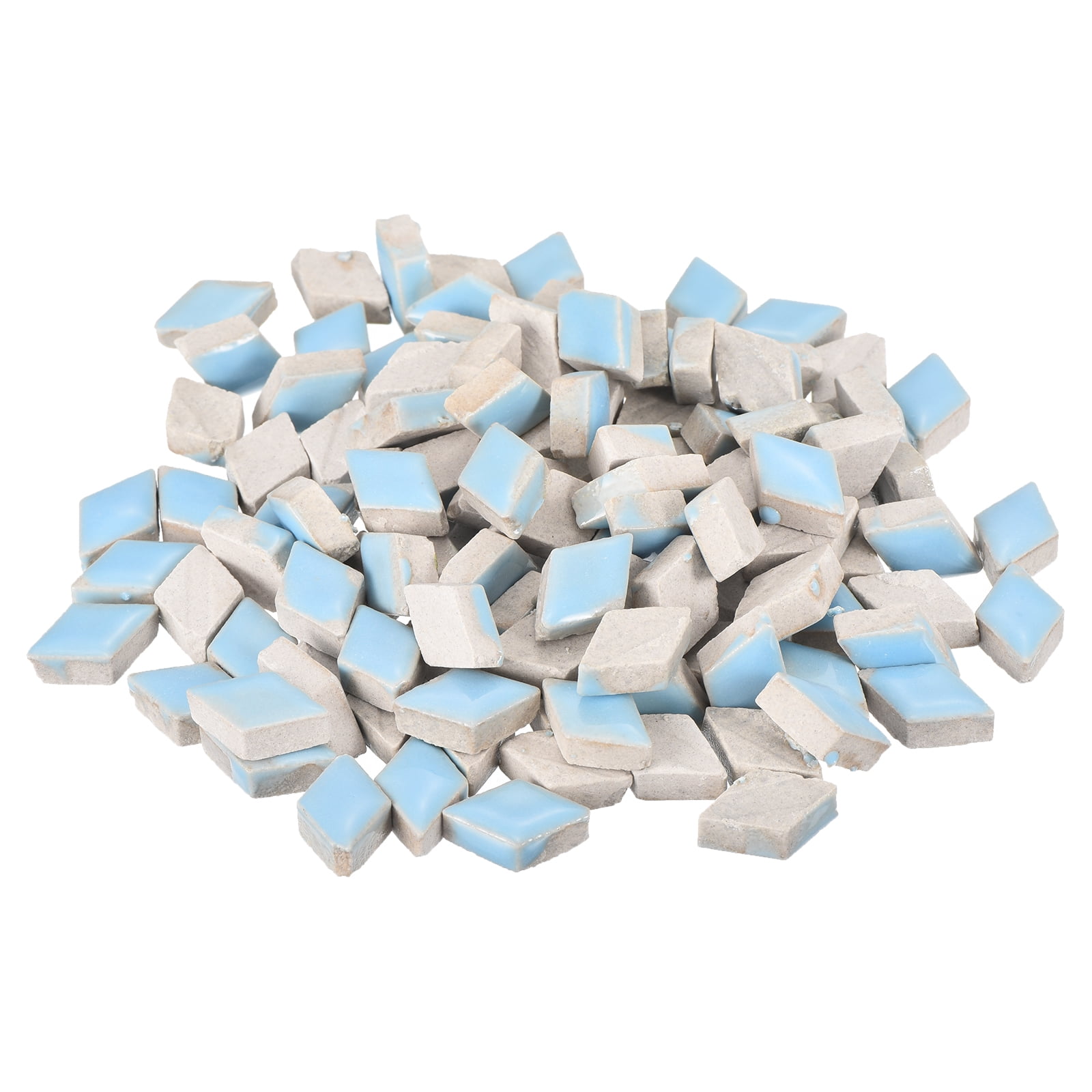 200g Ceramic Mosaic Tiles for Crafts Bulk, Rhombic Light Blue Ceramic ...