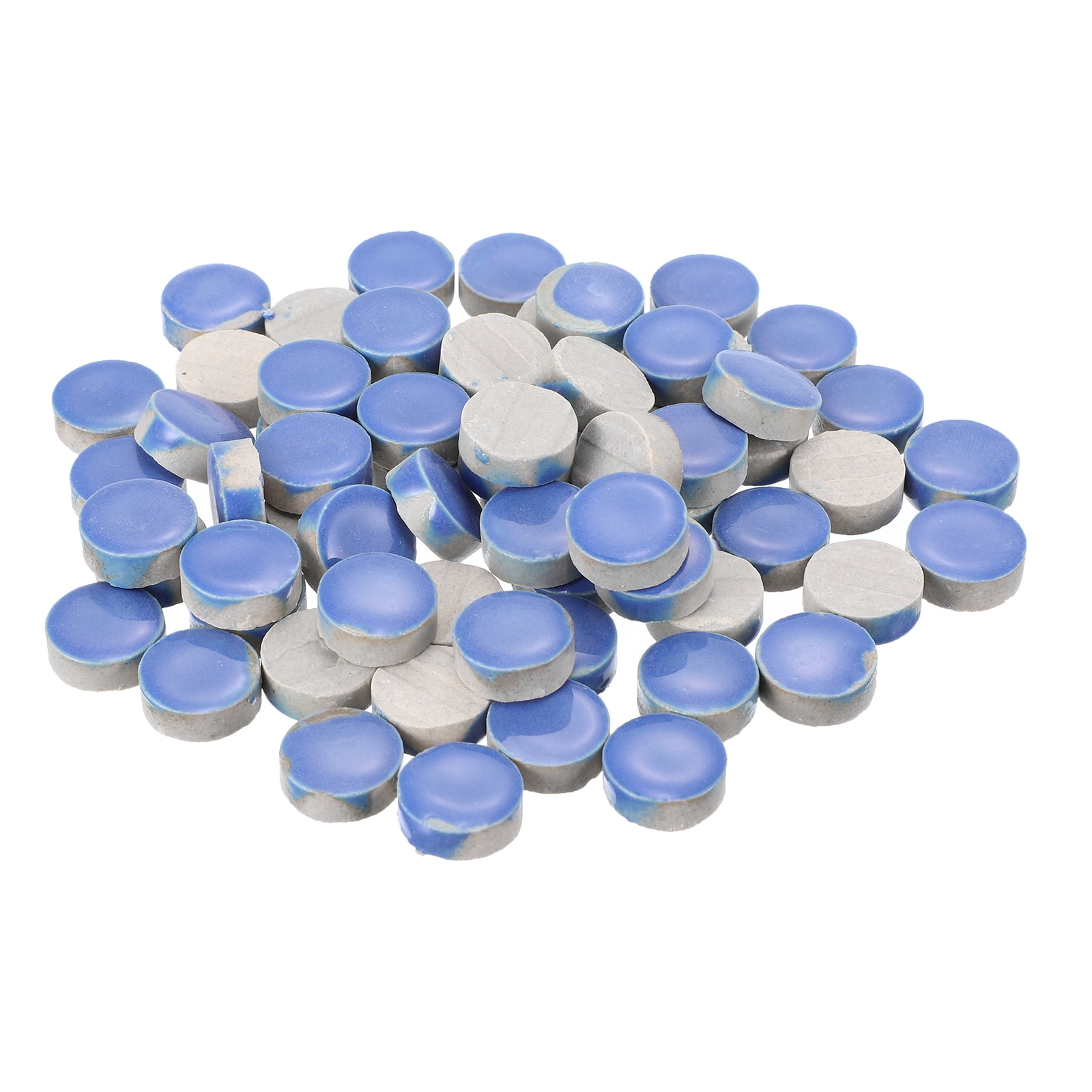200g Ceramic Mosaic Tiles for Crafts Bulk, Round Blue Ceramic Tiles for ...