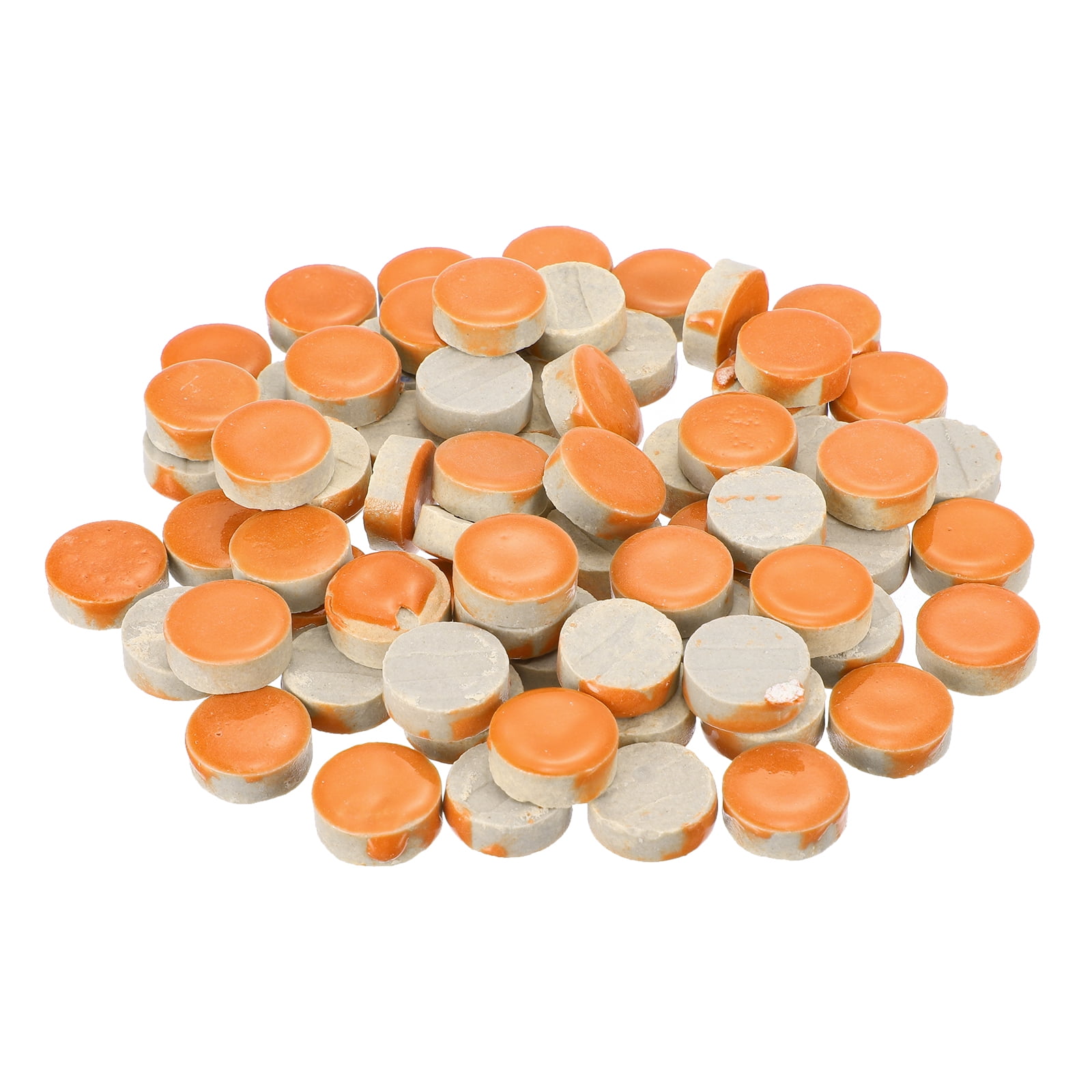 200g Ceramic Mosaic Tiles for Crafts Bulk, Round Orange Ceramic Tiles ...