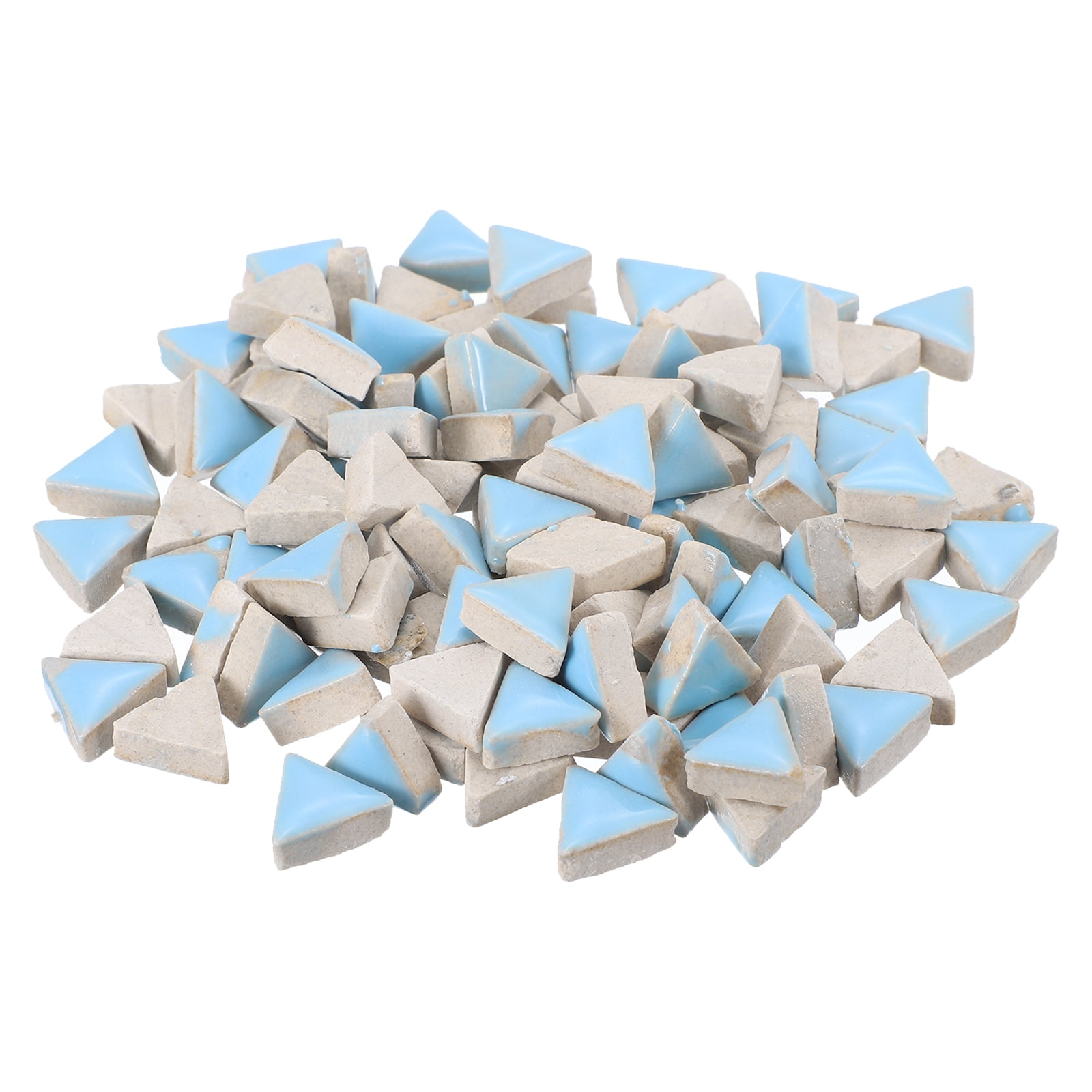 200g Ceramic Mosaic Tiles for Crafts Bulk, Triangle Light Blue Ceramic ...